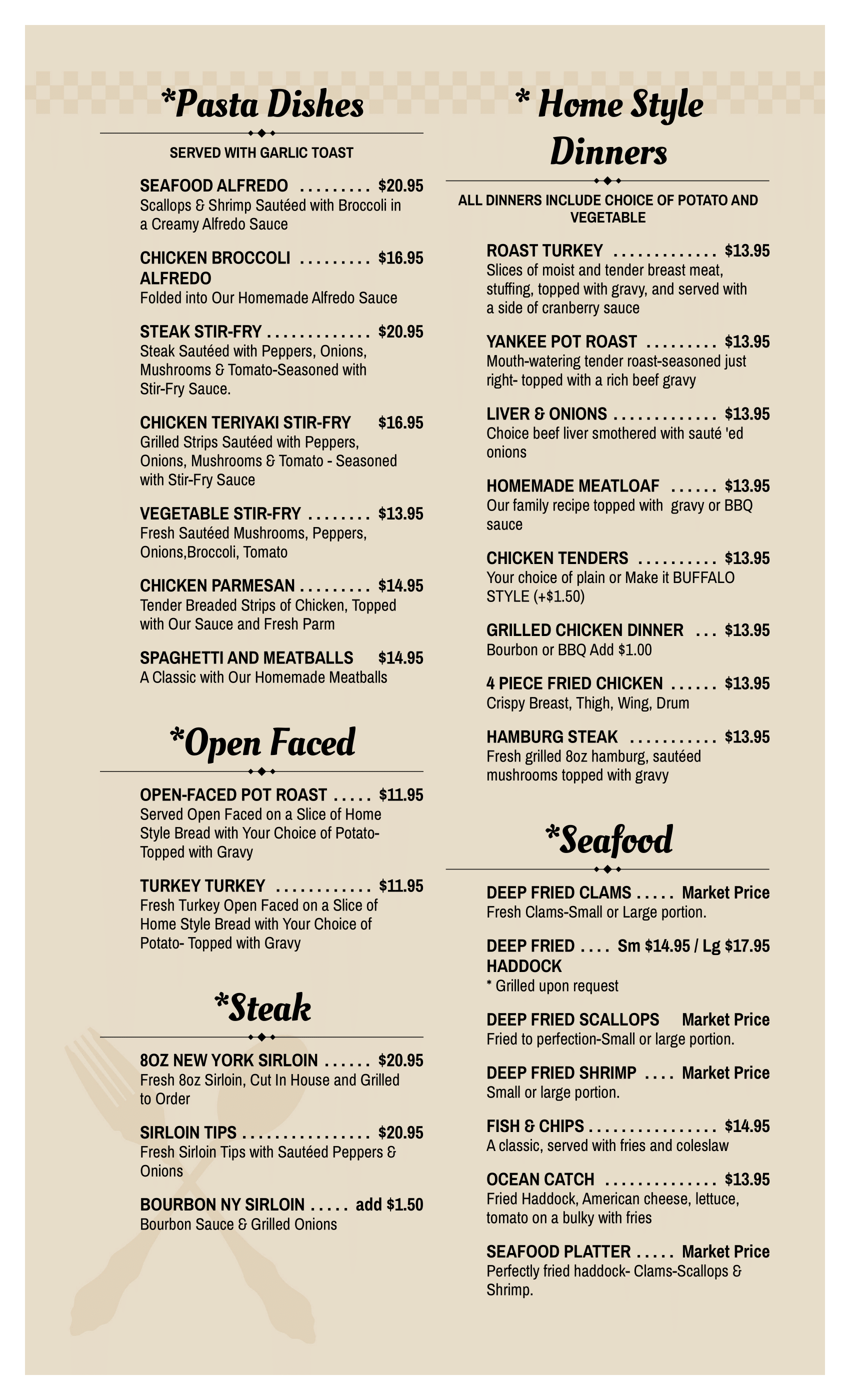 Lunch & Dinner Menu – The Rockport Diner